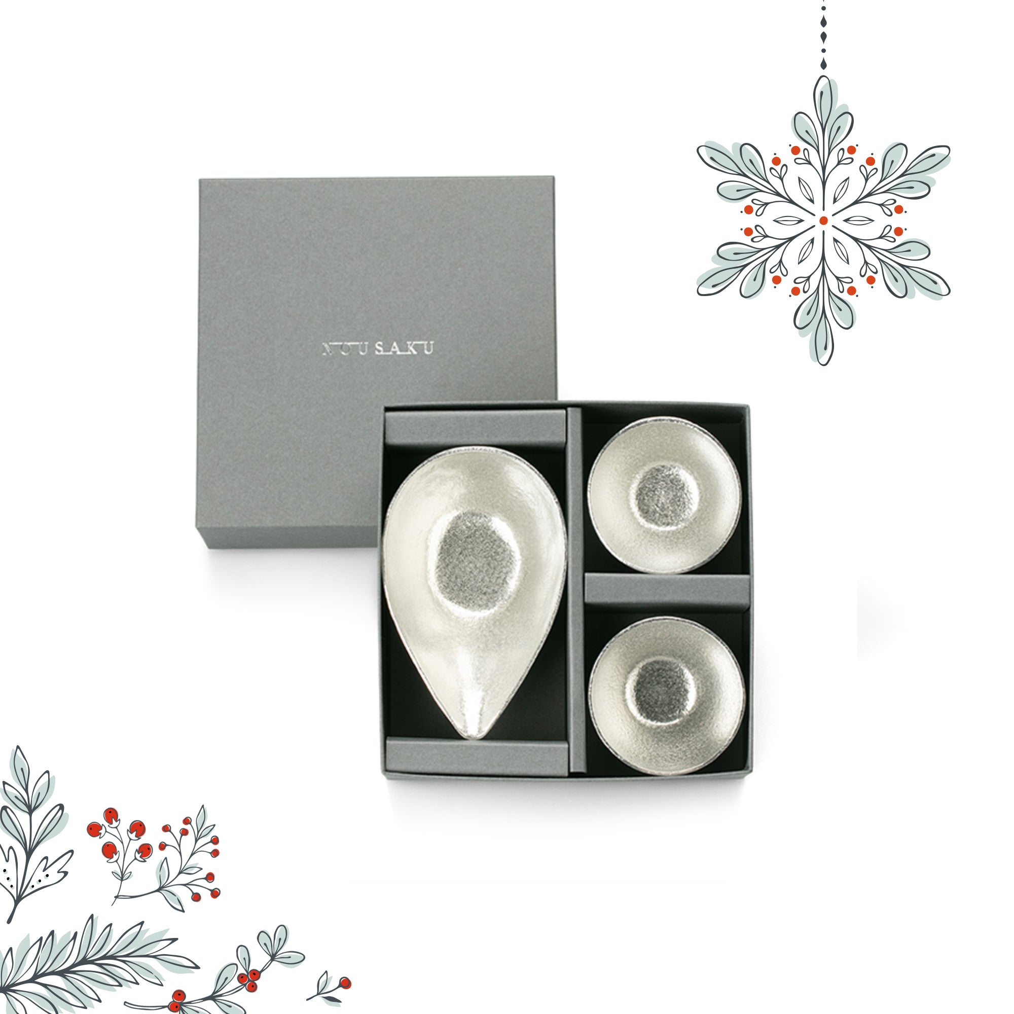 Nousaku Sake Drinking Silver Set – SAKE MAMA | 日本酒ママ